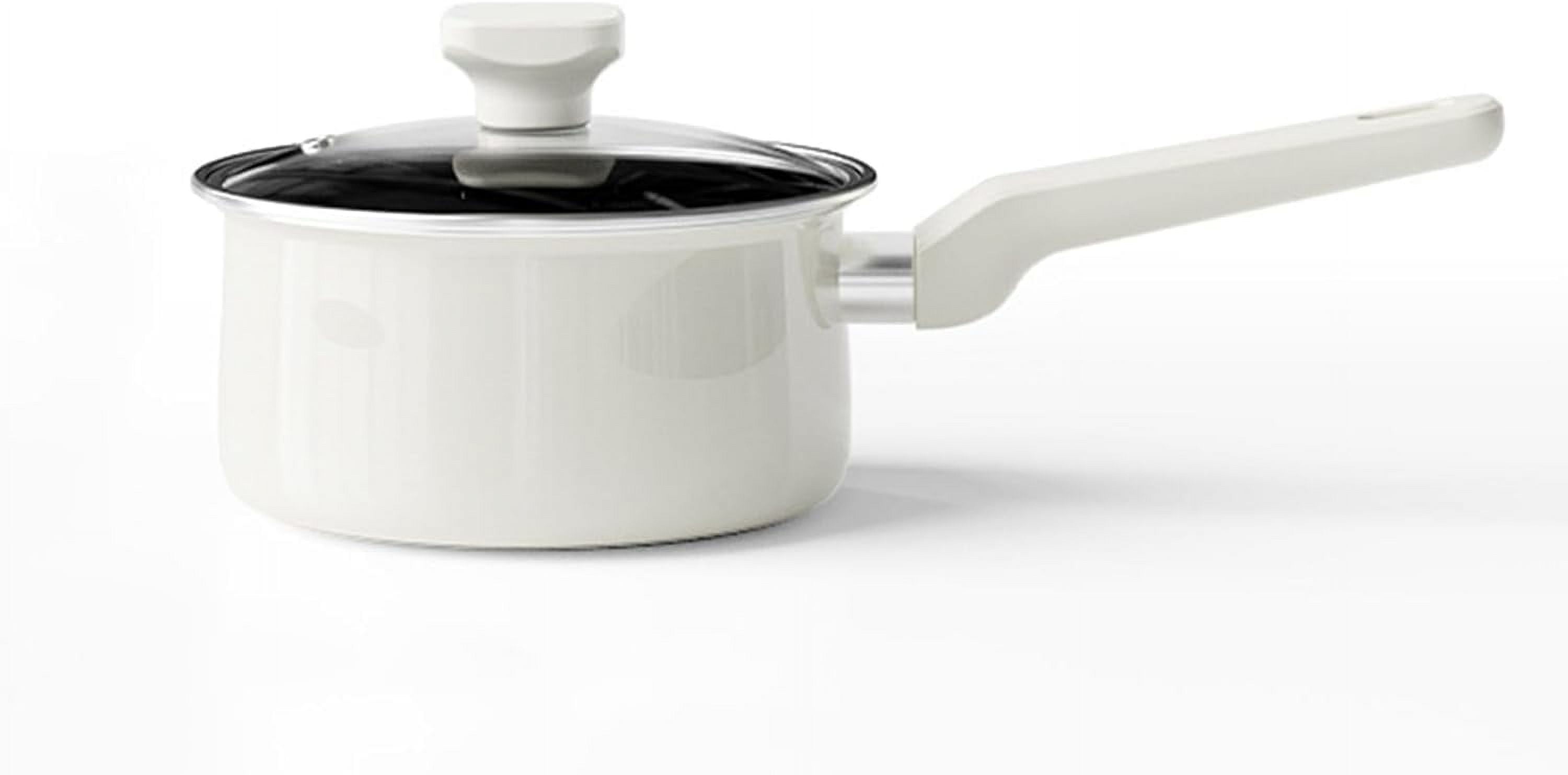 Enamel Cast Iron Sauce Pot with Lid, 2.1 Qt Milk Pan Saucepan with ...