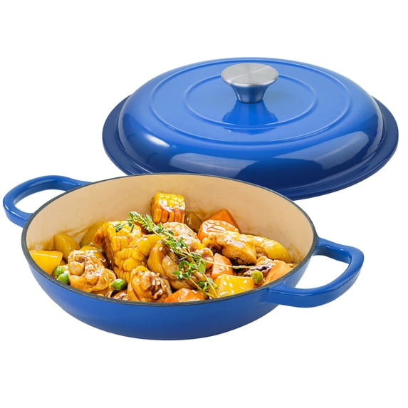 Enamel Cast Iron Soup Pot with Circular Shower-Style Lid, Heavy-Duty ...