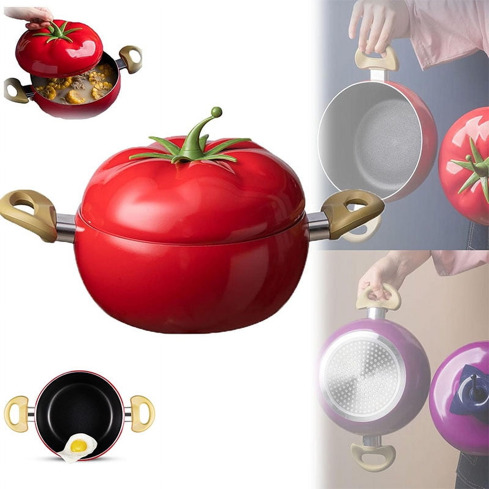 Enamel Cast Iron Stock Pot Tomato Cocotte, Tomato Cooking Pot, Eggplant Pot, Multifunction ...