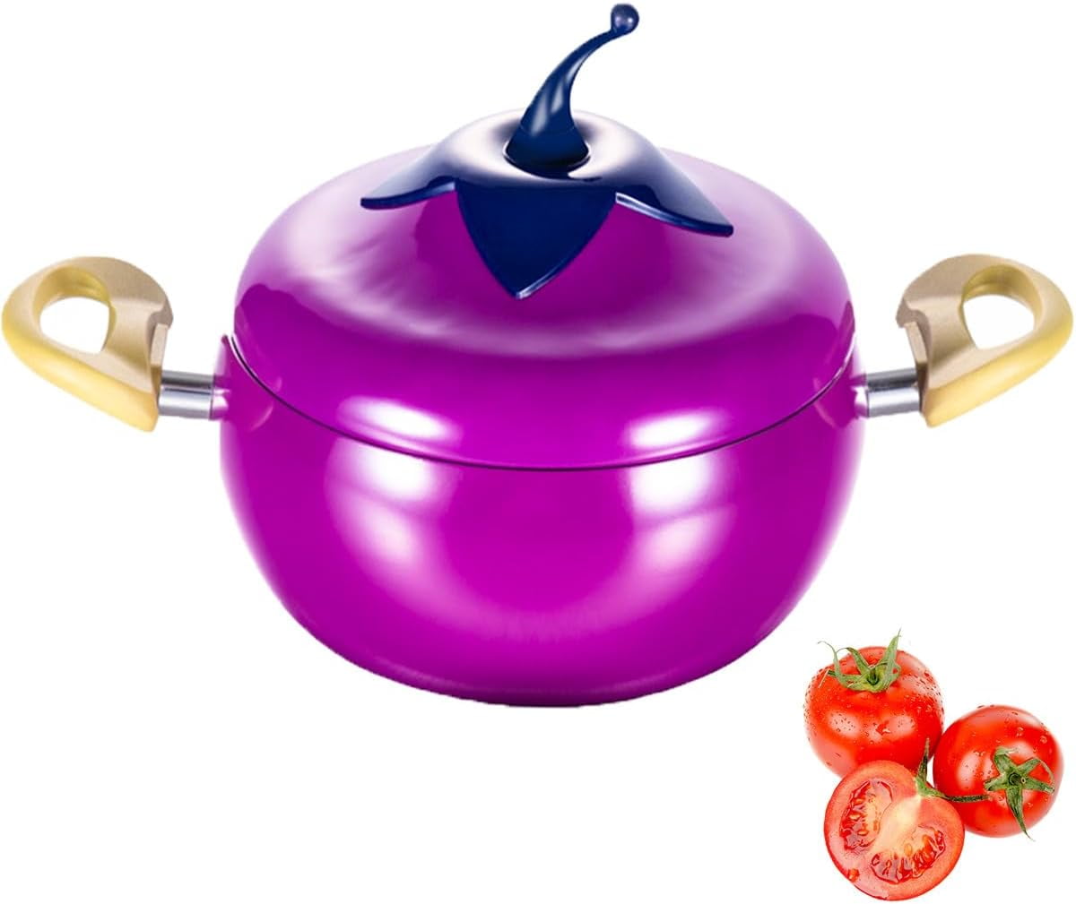 Enamel Cast Iron Stock Pot Tomato Cocotte, Fruit Shaped Pan, Multifunction Cooking Pot with ...