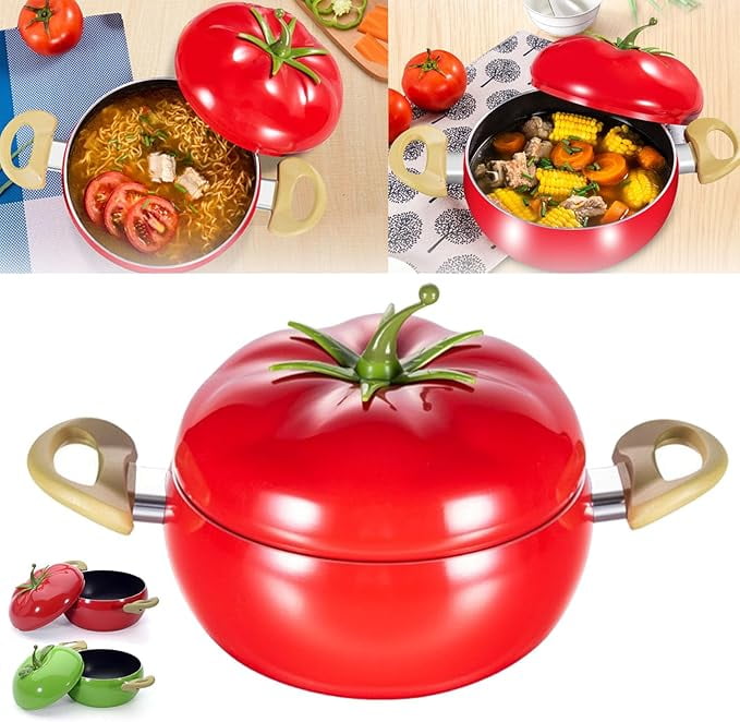 Enamel Cast Iron Stock Pot Tomato Cocotte, Fruit Shaped Pan, Multifunction Cooking Pot with ...