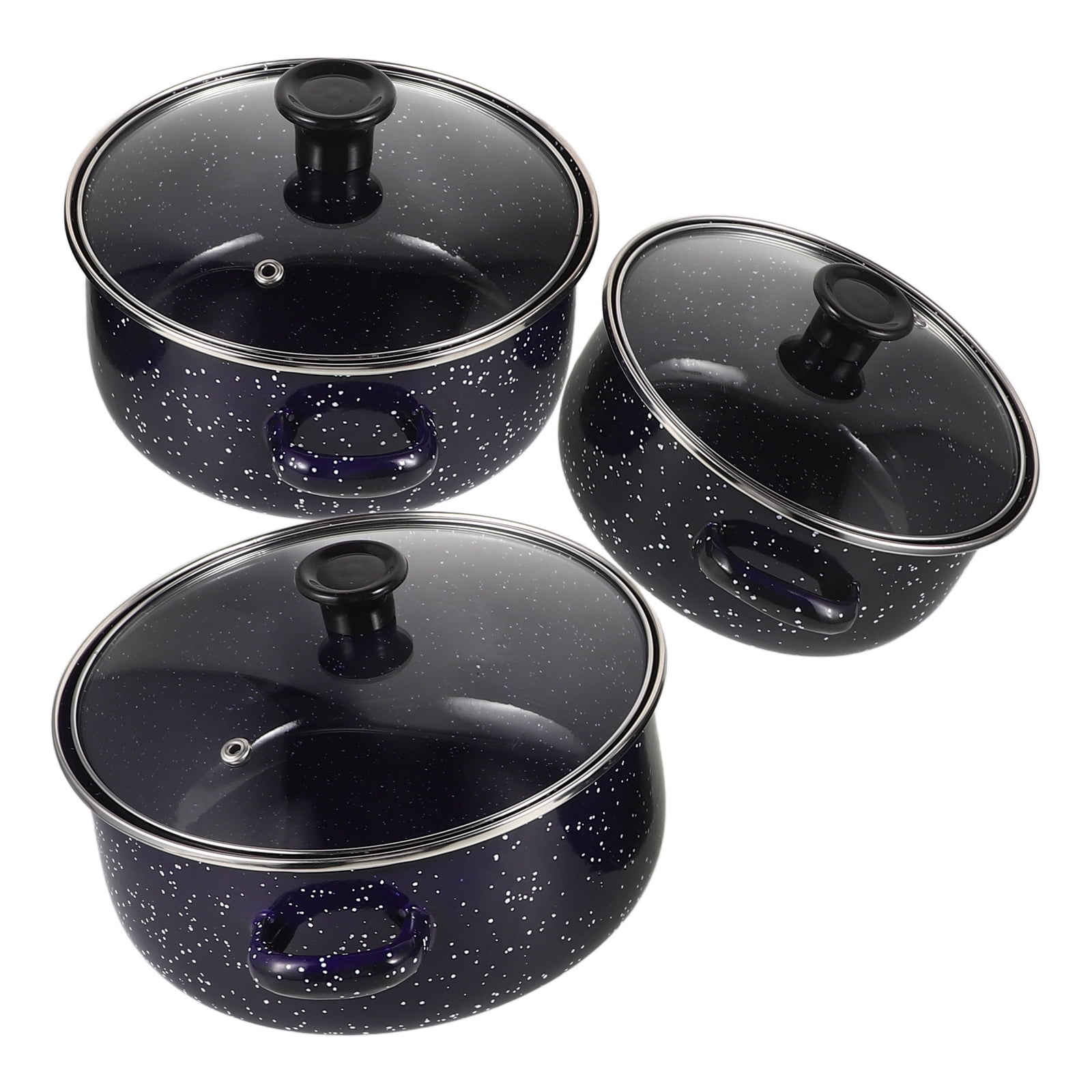 1 Set of Enamel Cooking Pot Soup Pot Household Stew Pot Stock Pot ...