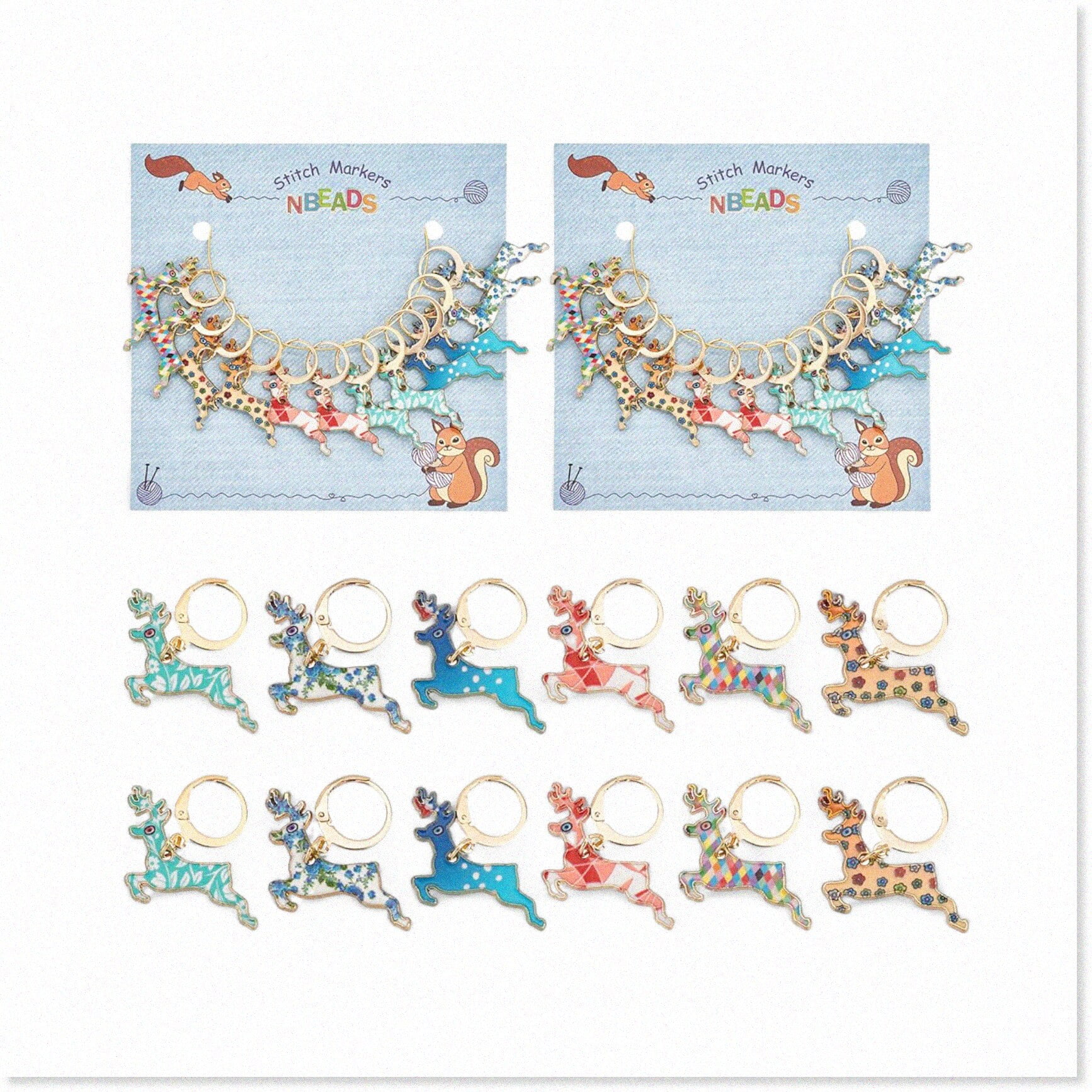 Enamel Deer Locking Stitch Marker Set - 24 Pcs Stainless Steel Clasps ...