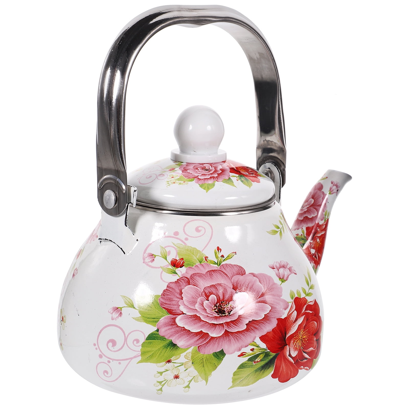 Floral Pattern Enamel Tea Kettle Stovetop Decorative Teapot - Walmart.com