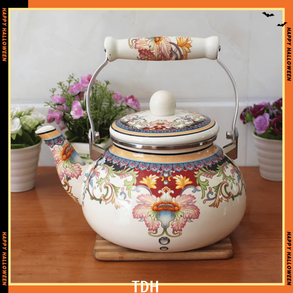 Enamel Kettle Tea Serving Pot Enamel Water Kettle Water Boiling Kettle ...
