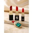 Enamel Lipstick Brooch In Color 5111 - Goldtone & Black With Emerald ...