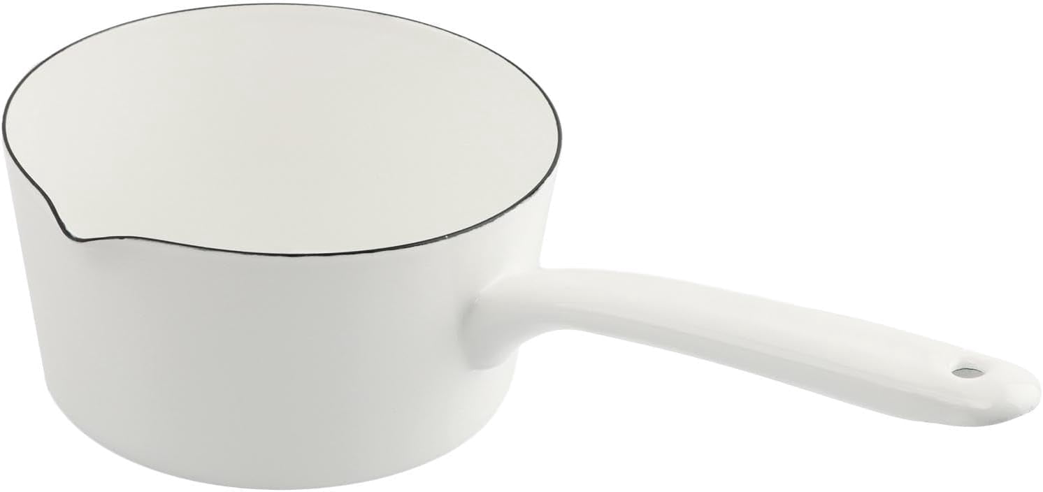 Enamel Milk Pan, 1.2L Enamel Saucepan, Mini Butter Warmer Pan with Pour ...