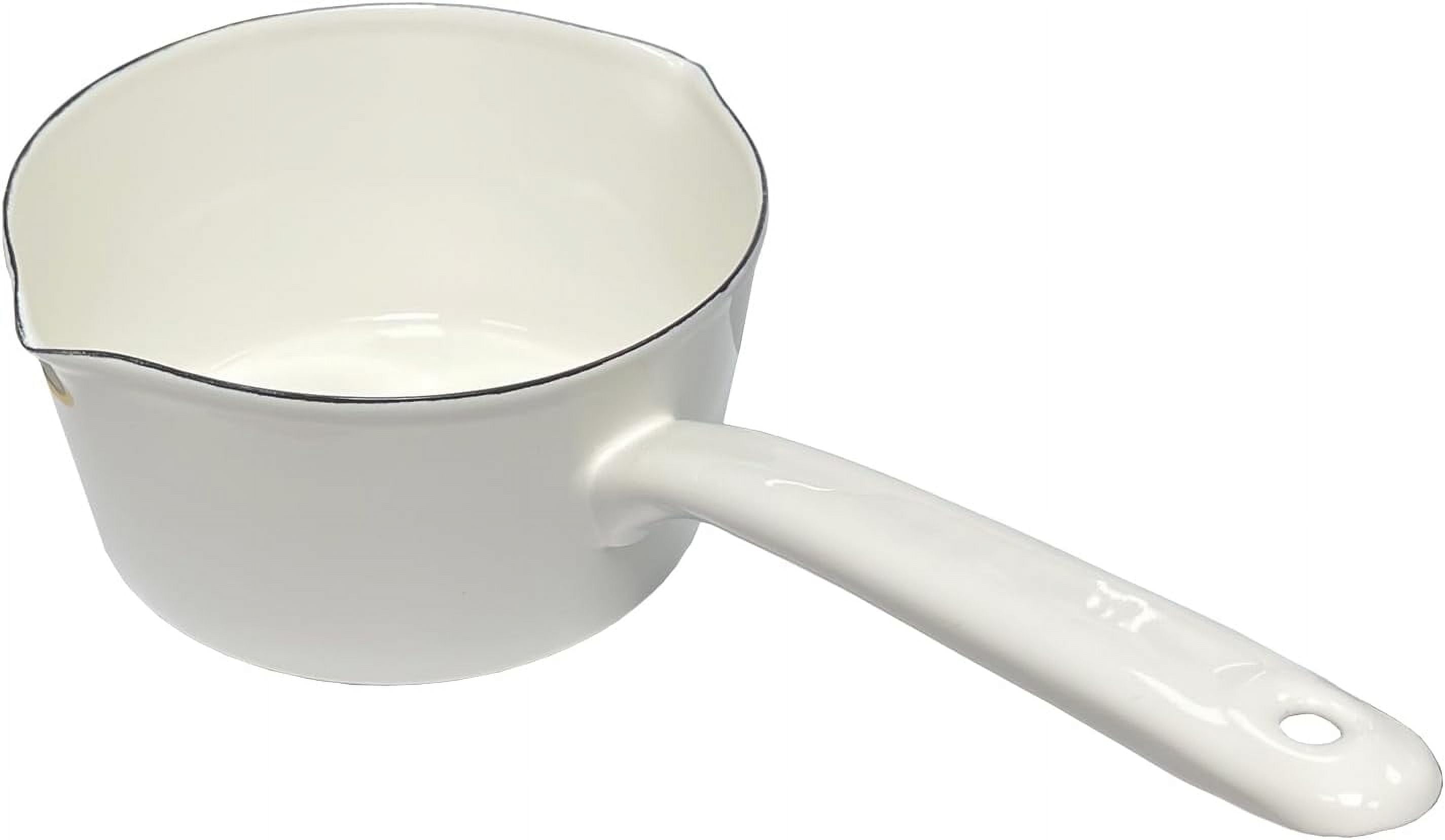 Enamel Milk Pan 1.2L Mini Butter Warmer Enamelware Saucepan Pan with ...