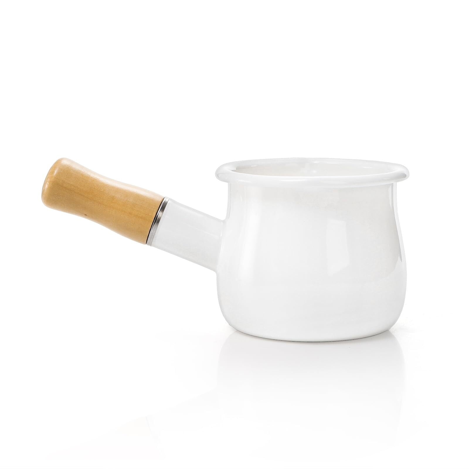 Enamel Milk Pot, 0.6 Quart Mini Butter Warmer Saucepan with Insulated ...