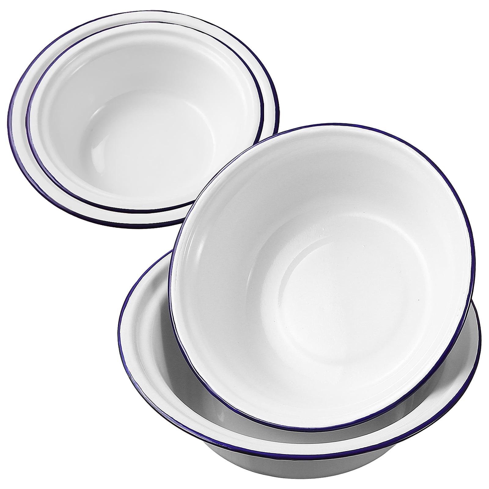 Enamel Mixing Bowl 4 Pcs Garbage Can Salad Rubbish Bin Trays Vintage ...