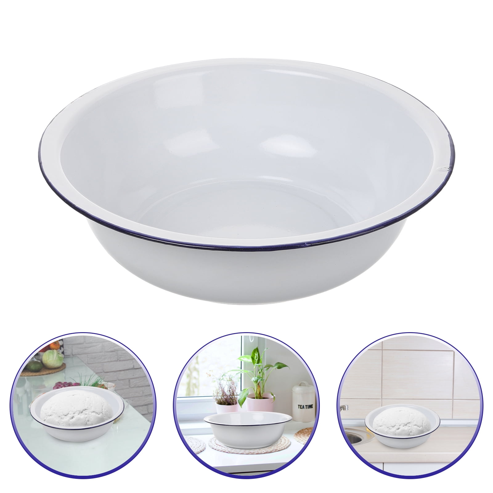 Enamel Mixing Bowl Set- 3-Pack Vintage Fruit/Flour Basins (8"/10"/12 ...