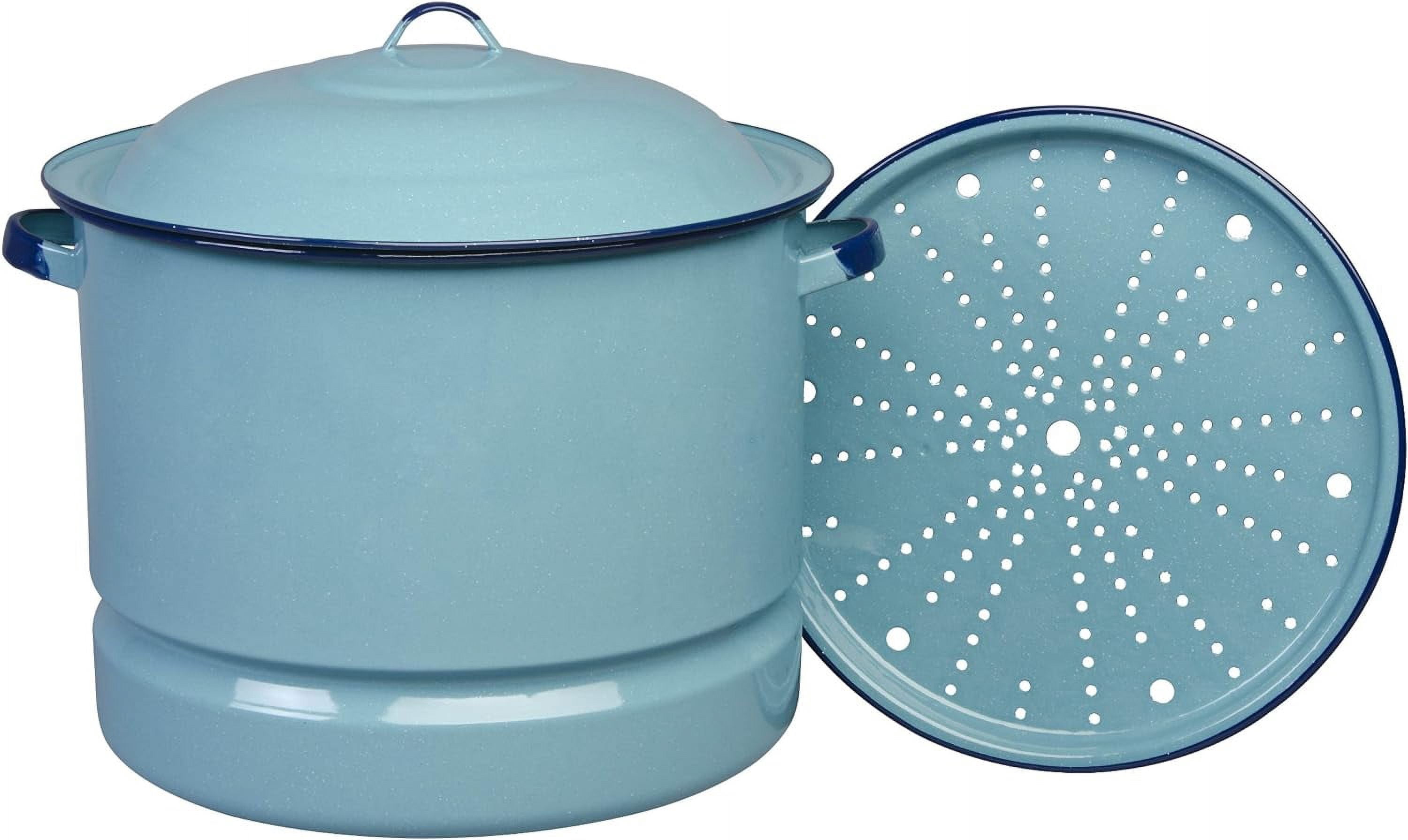 Enamel on Steel 15-Quart Tamale/Vegetable/Seafood Steamer with Lid and ...