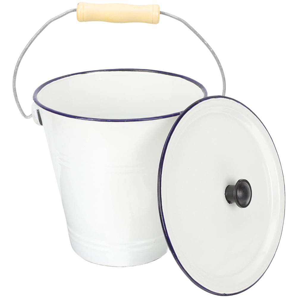 Enamel Pail Bucket Dispenser with Lid Water Handle Trash Can - Walmart.com