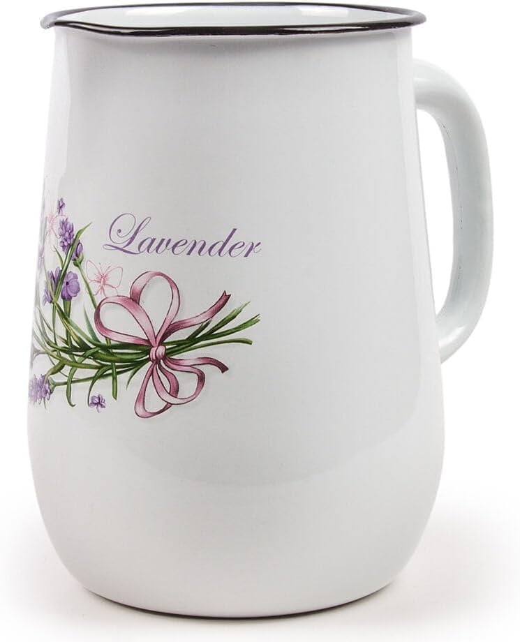Enamel Pitcher 84.5 fl oz (2.5 L) Enameled Steel Pitcher with Spout and ...