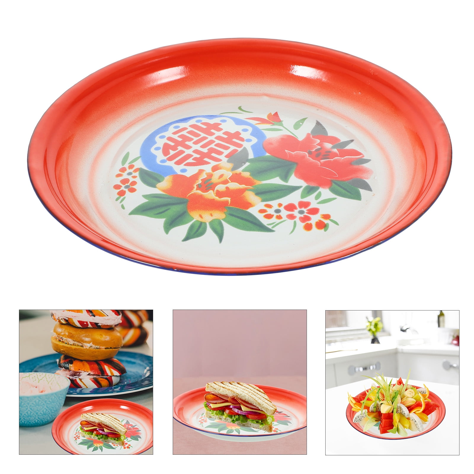OULII Enamel Plate Multi 1Set 9.8In Round Serving Platter - Walmart.com
