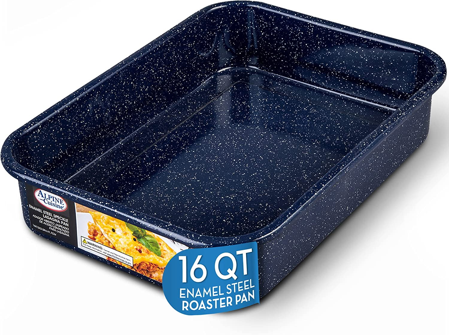 Alpine Cuisine Enamel Steel Dark Blue Speckle Roaster/Baking Pans ...