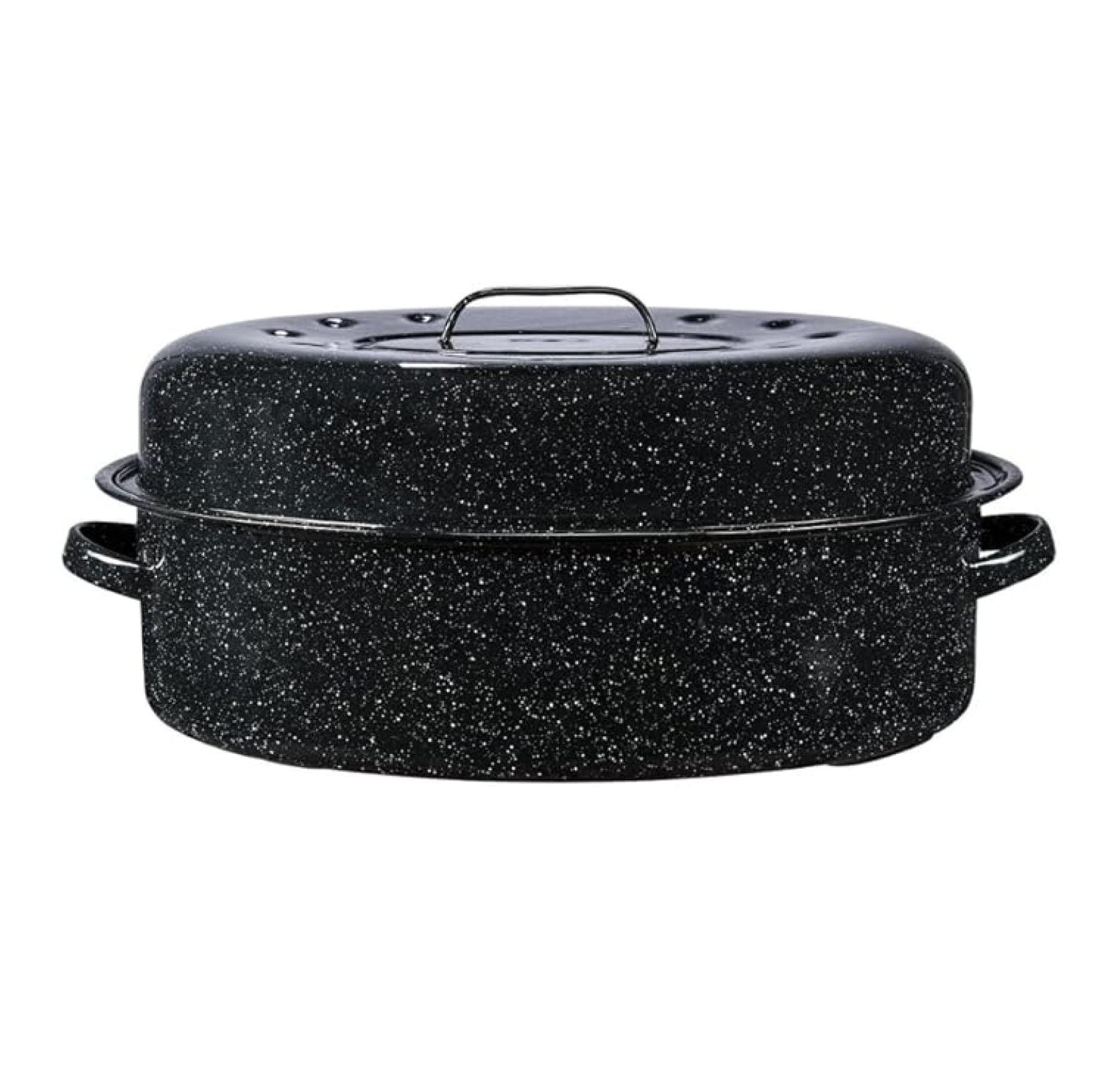 Enamel Steel Roaster - 20 lb Capacity - Speckled Black - Dishwasher ...