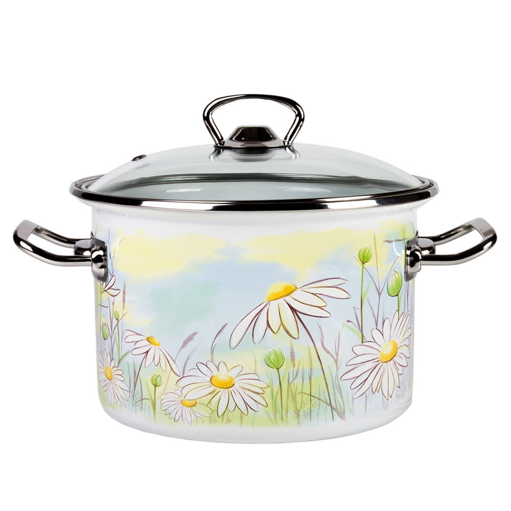 Enamel Stock Pot Daisy Fields Enamel Cooking Pot Enameled Pot with Lid ...