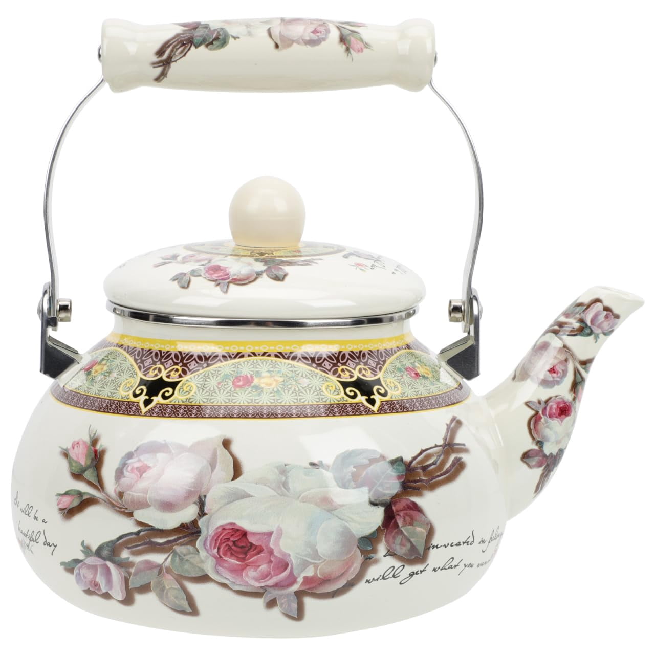 Enamel Stovetop Tea Kettle 2.5L Retro Farmhouse Design - Walmart.com