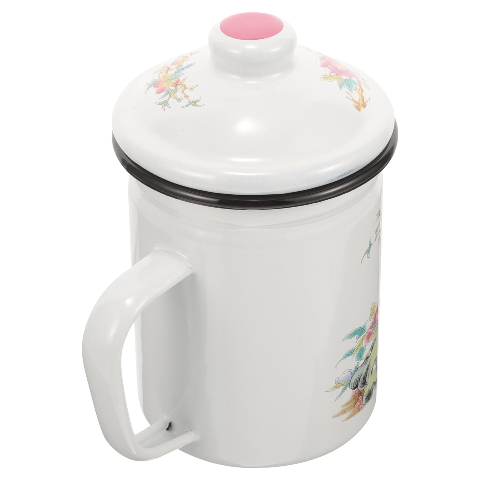 Enamel Teacup Espresso Coffee Cups with Lids Traditional Mug Vintage ...