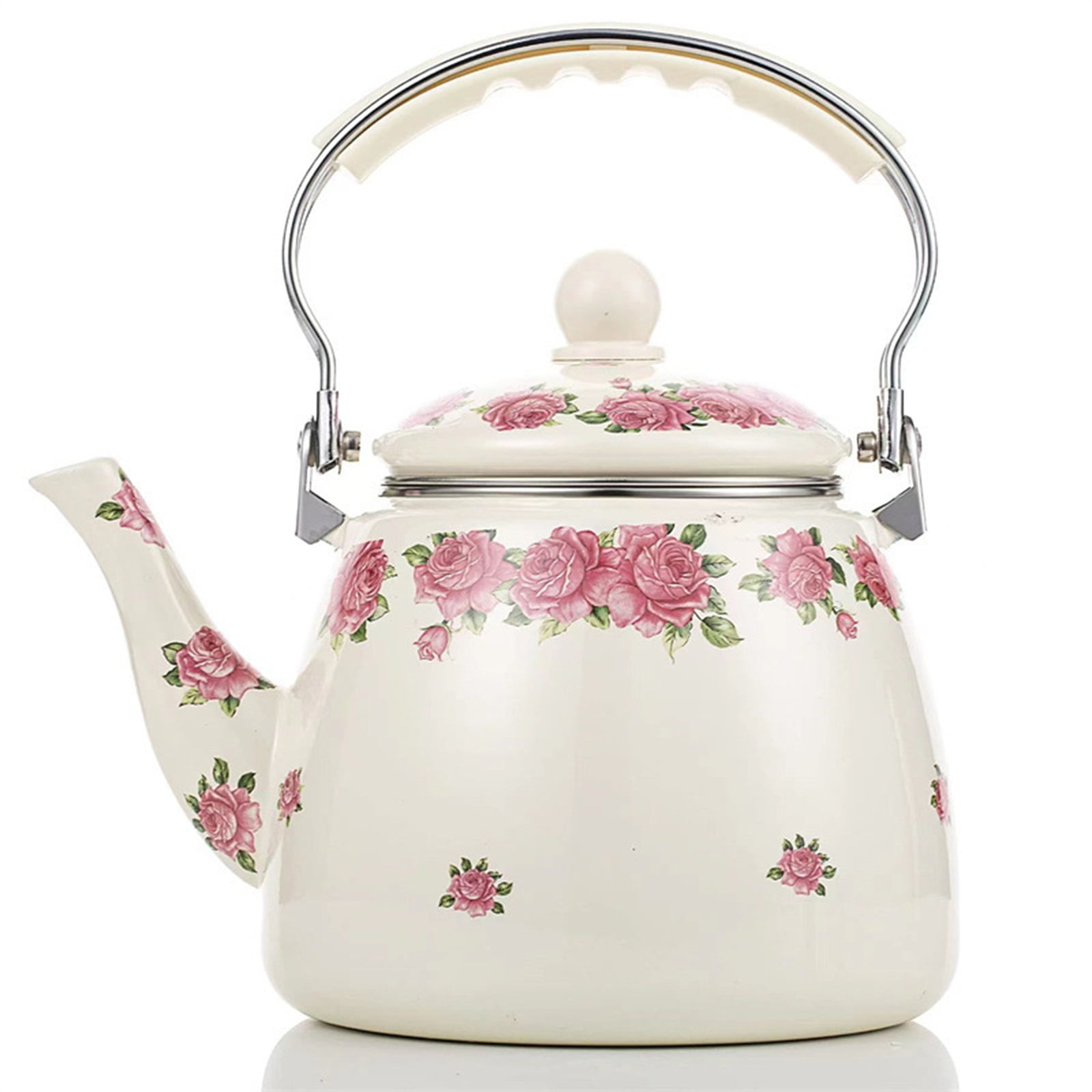 Enamel Teapot Kettle Vintage with Handle Enameled Porcelain Tea Kettle ...