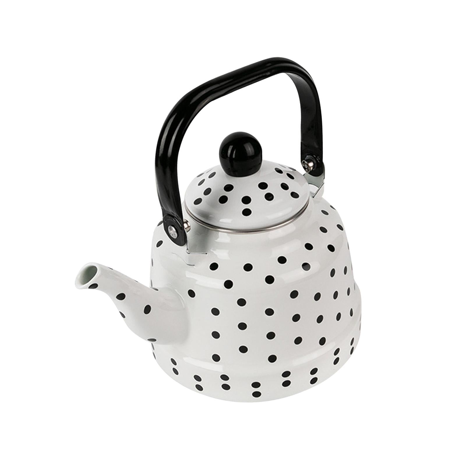 Enamel Teapot for Electric Cooktop 1100ml Hot Water Boiling Pot for ...