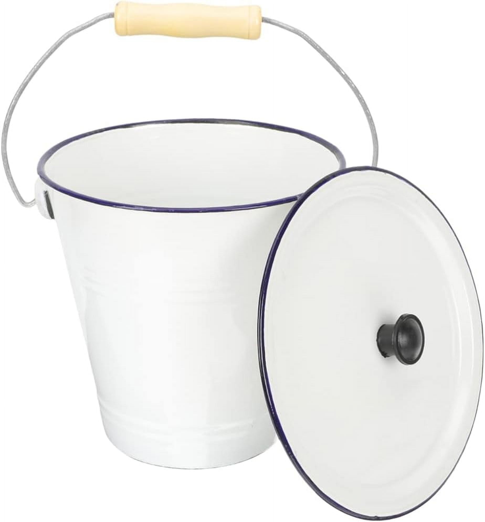 Enamel Water Bucket Rice Container with Lid Liquid Container Storage ...