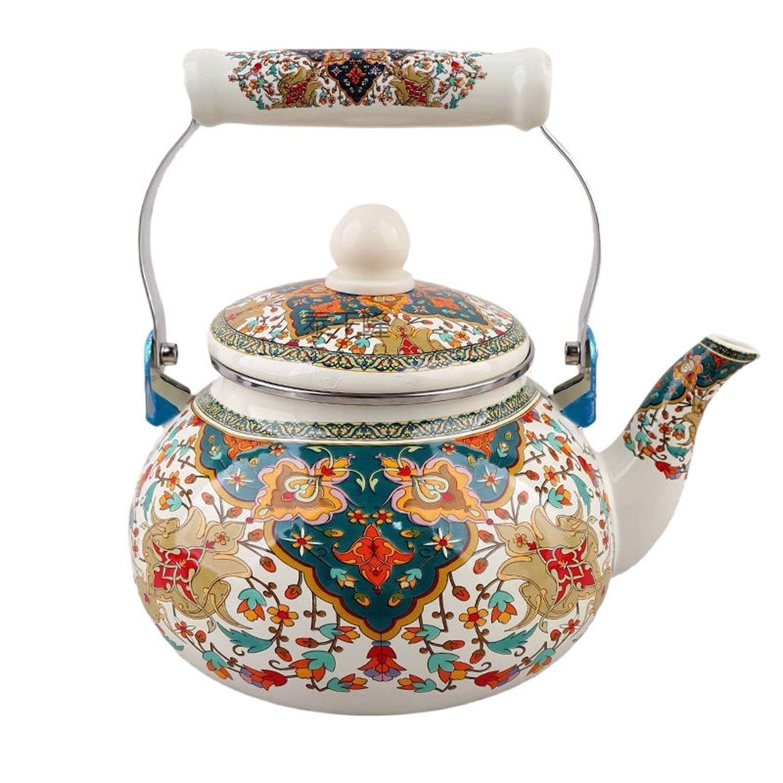 Enamel kettle, vintage style enameled porcelain floral hotplate teapot ...