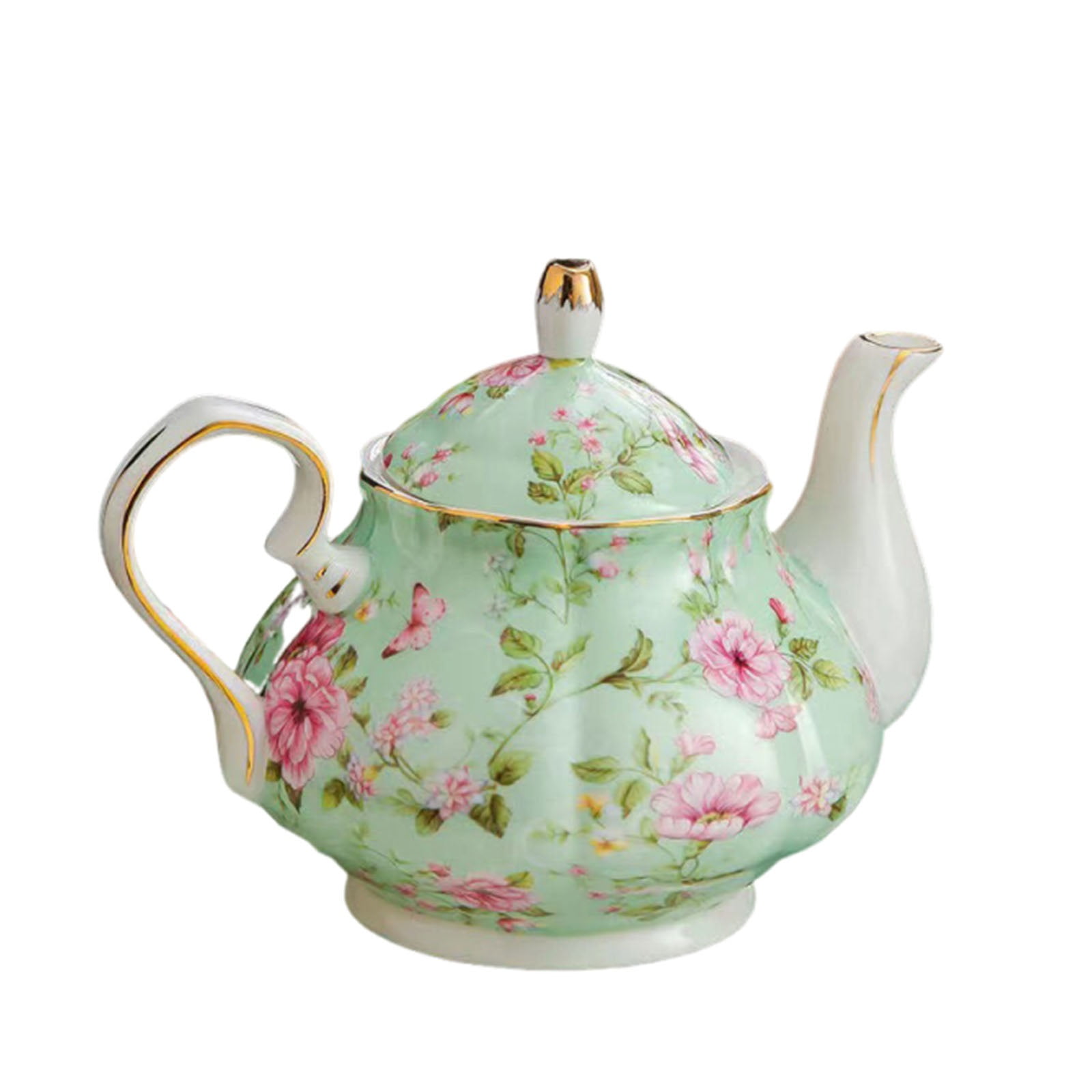 Enamel teapot with handle, bone china tea kettle, antique flower coffee ...