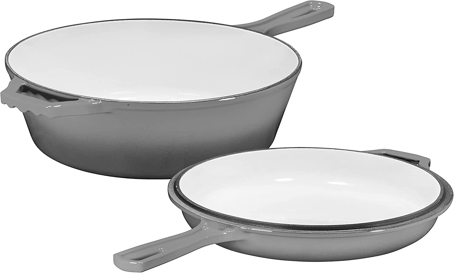 2-In-1 Enameled Cast Iron Multi-Cooker, Heavy Duty Skillet and Lid Set ...