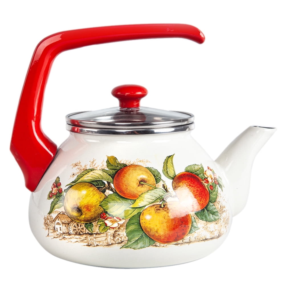 STPGoods Enameled Aluminum Tea Kettle, 2.3-qt. (2.2 L), Ideal for All ...