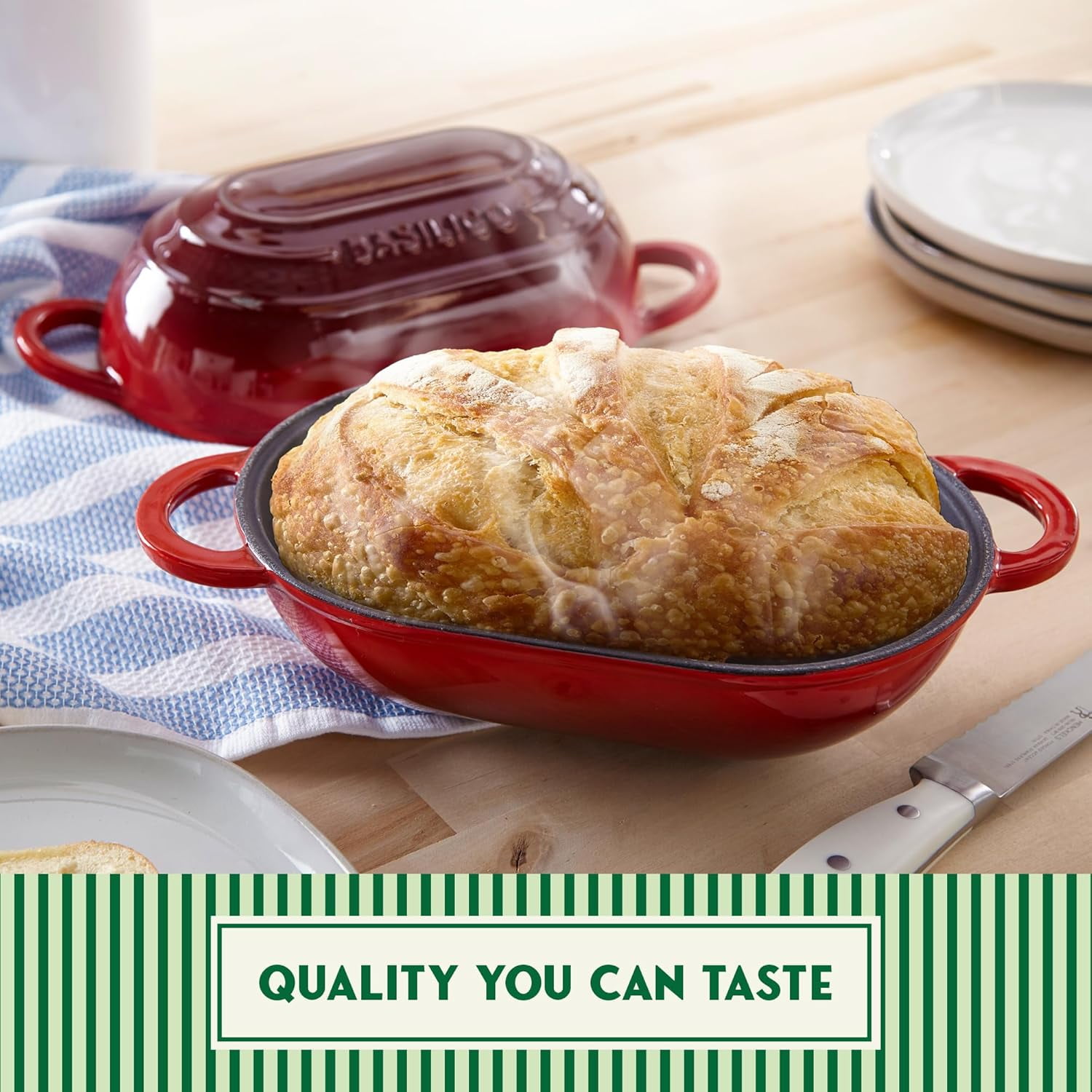 Enameled Cast Iron Bread Oven 2 Qt (Red), Non-Stick Single Loaf Cast ...