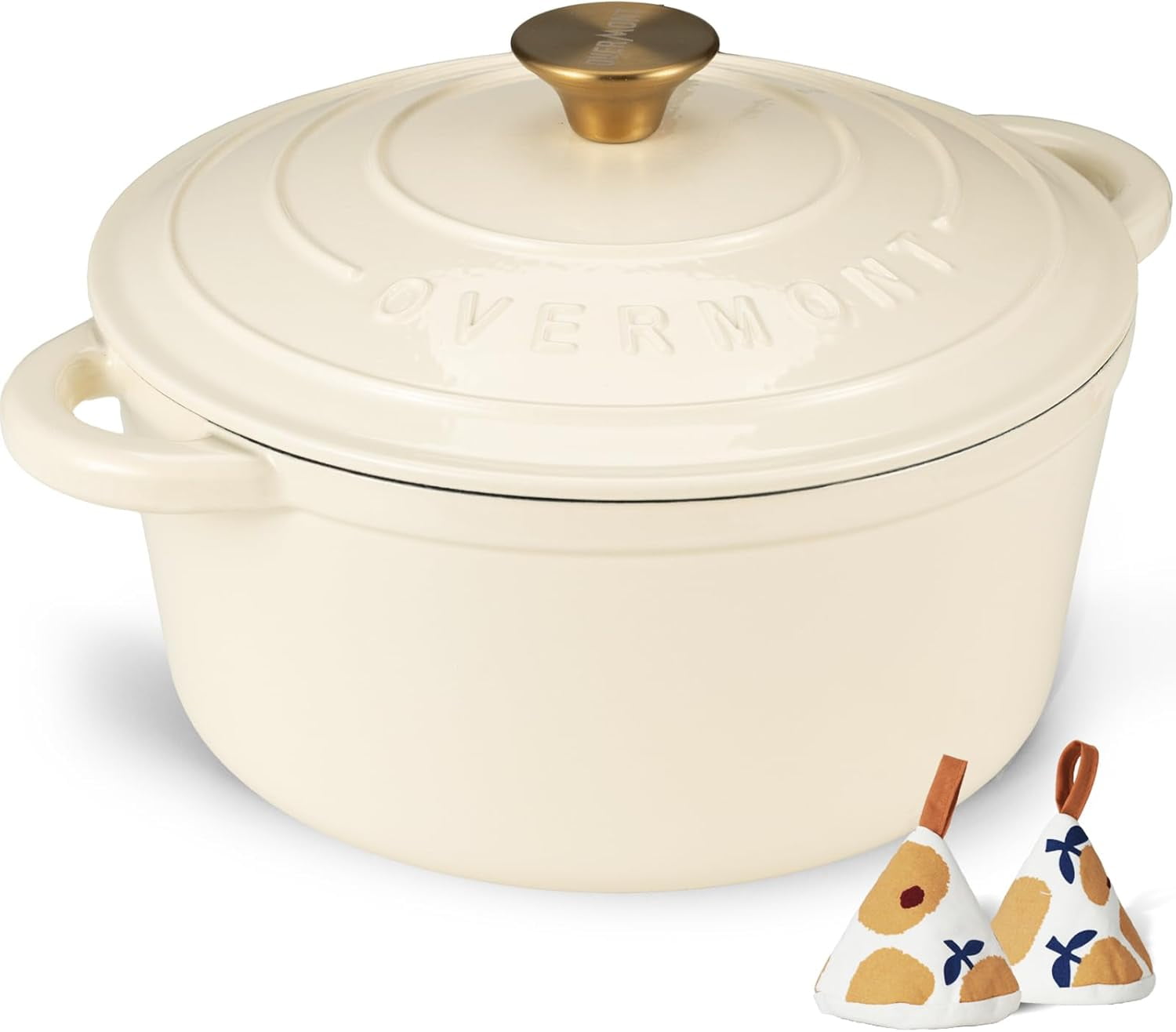 Enameled Cast Iron Dutch Oven - 5.5QT Pot with Lid Cookbook & Cotton ...