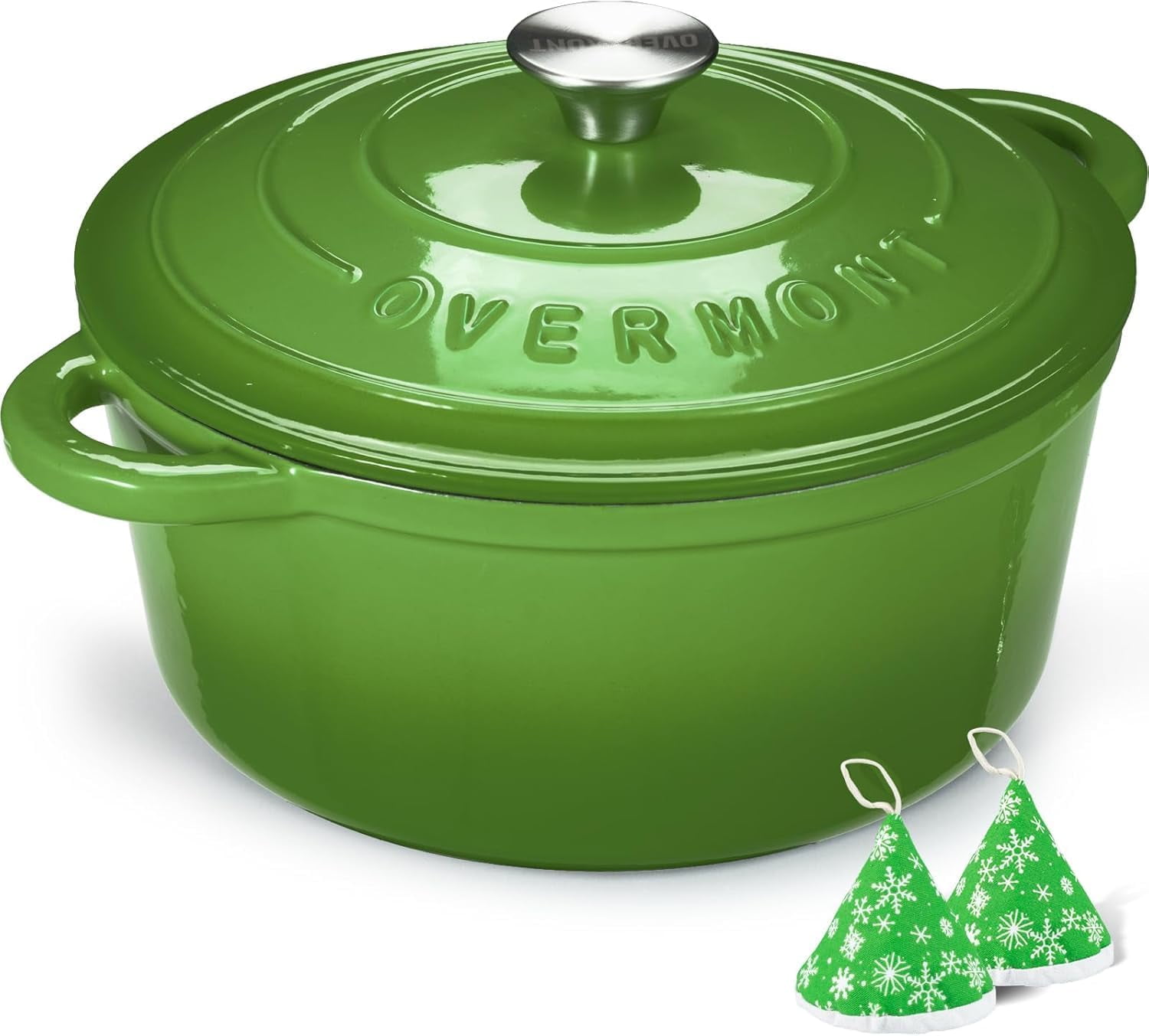 Enameled Cast Iron Dutch Oven - 5.5QT Pot with Lid Cookbook & Cotton ...
