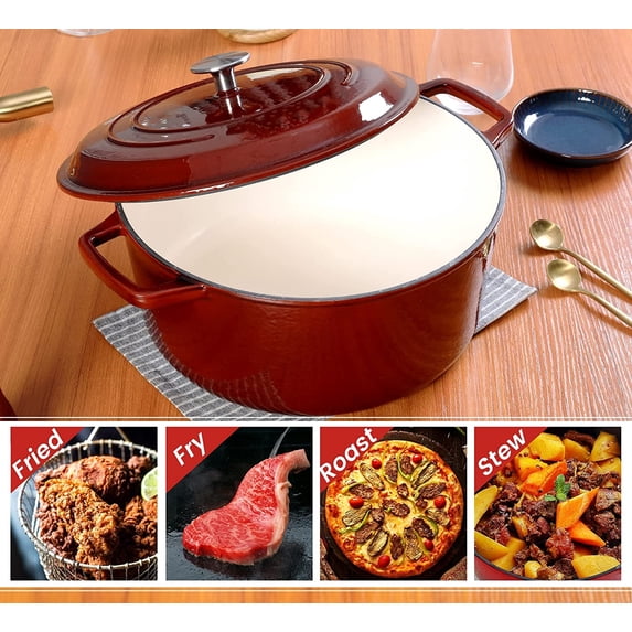 Enameled Cast Iron Dutch Oven with Lid, Enamel Dutch Oven Pot with ...