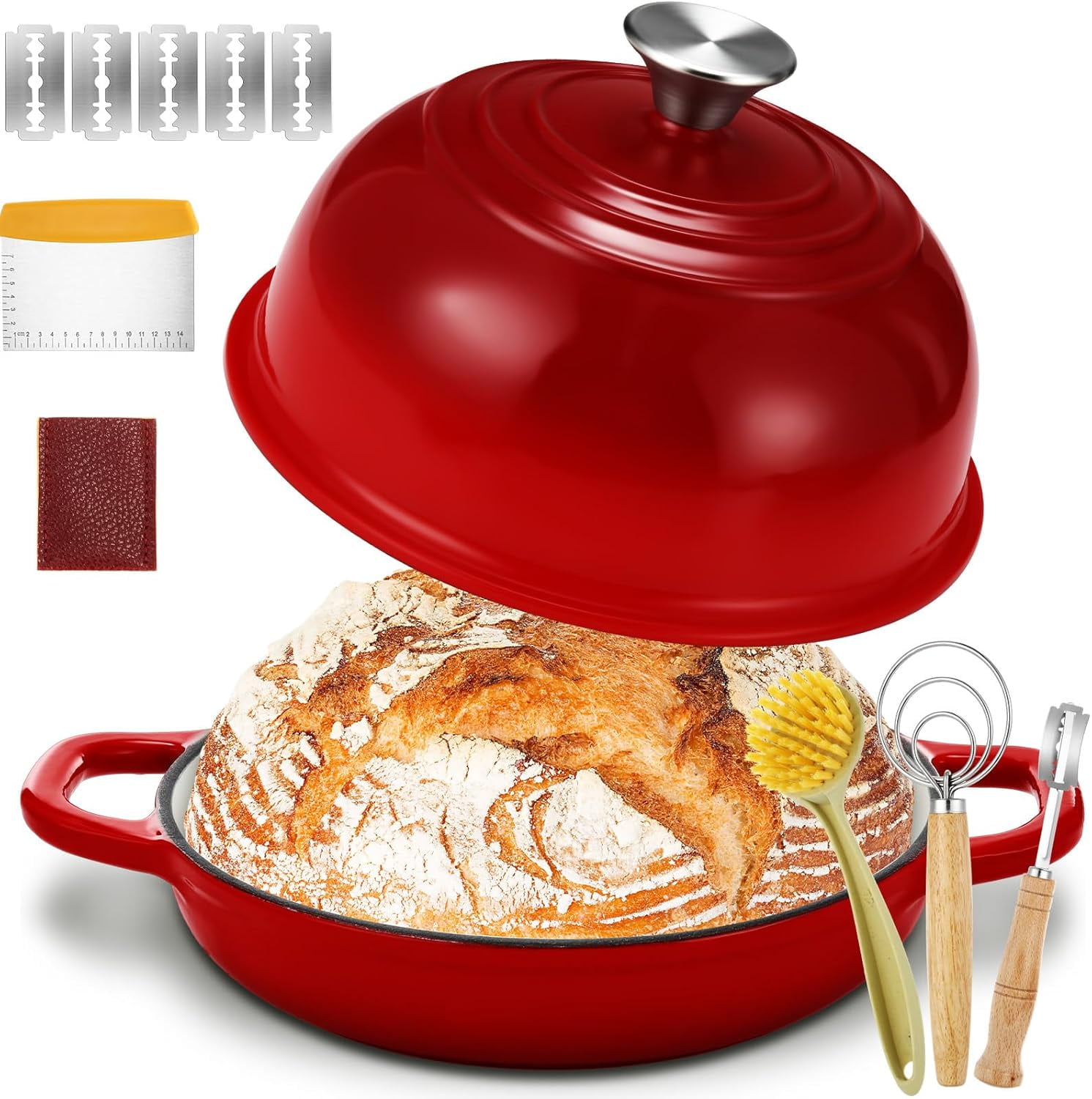 Enameled Cast Iron Dutch Oven with Lid Kits 12.6 ” Bread Dutch Oven for ...
