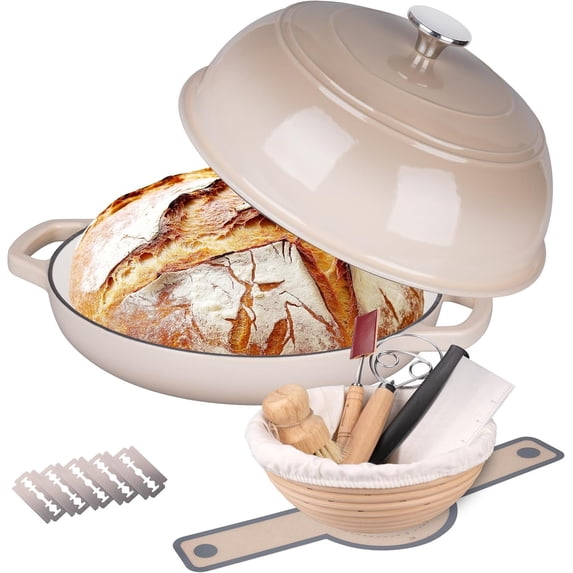 Enameled Cast Iron Dutch Oven Pot with Lid, Bread Oven for Sourdough ...