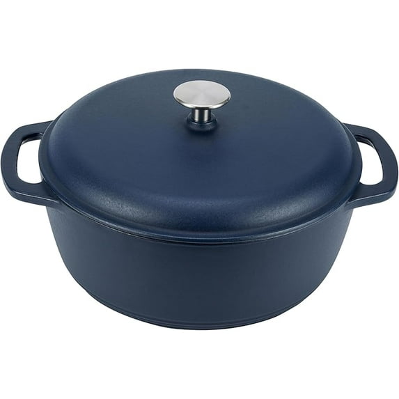 Enameled Cast Iron Dutch Oven Pot with Lid, Round, Dual Handles, Heavy ...