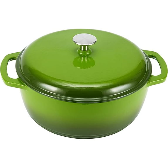 Enameled Cast Iron Dutch Oven Pot with Lid, Round, Dual Handles, Heavy ...