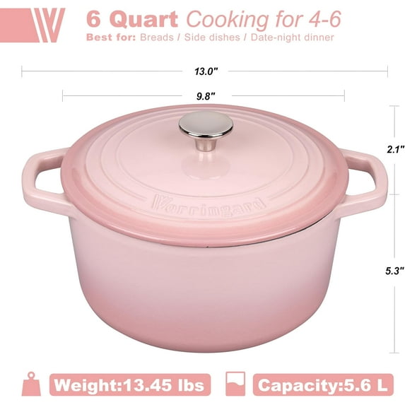 Enameled Cast Iron Dutch Oven Pot with Lid, for Bread Baking, Round ...