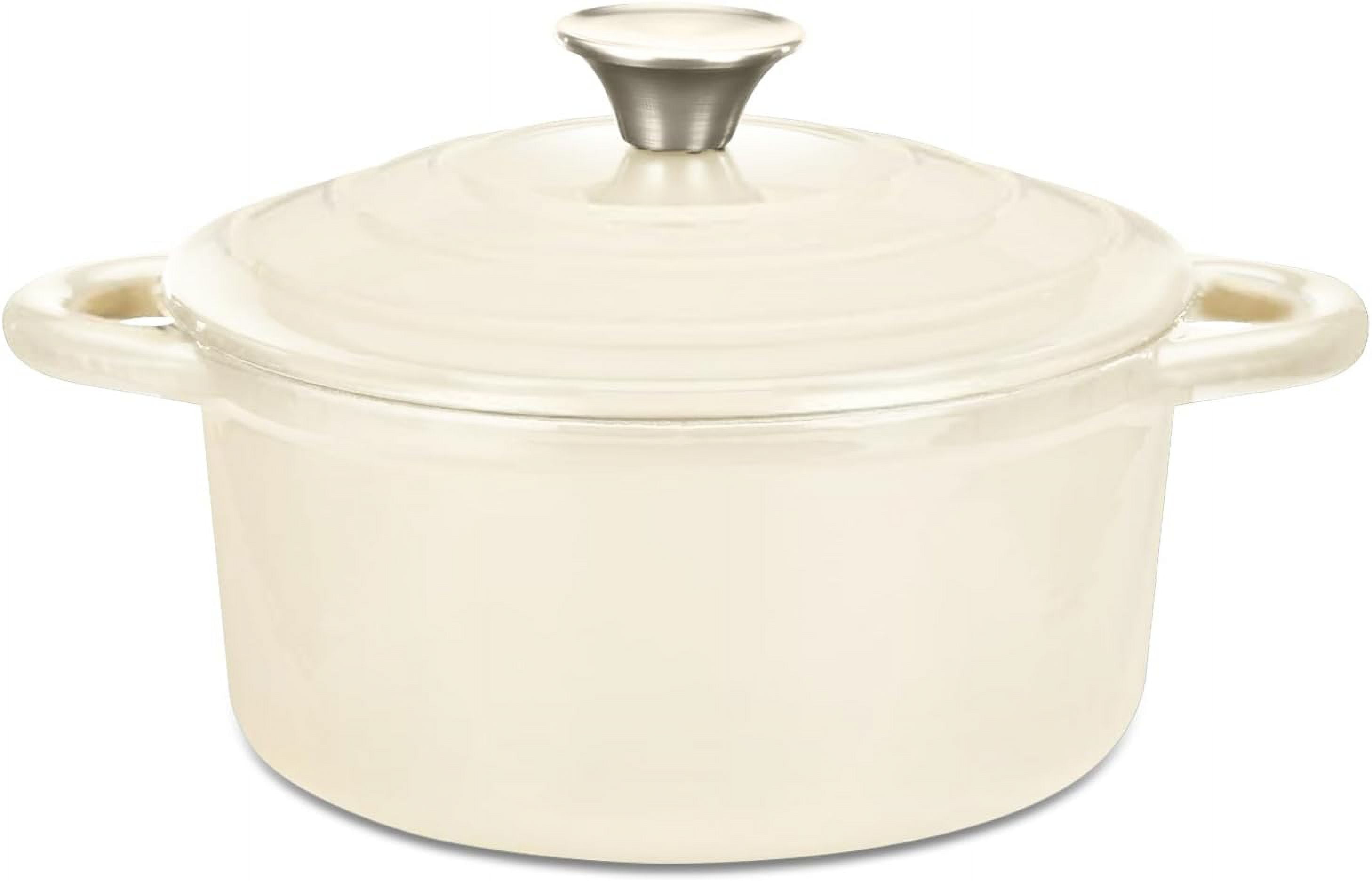 Enameled Cast Iron Dutch Oven Red (3-Quart) | Cream Enamel Coating ...
