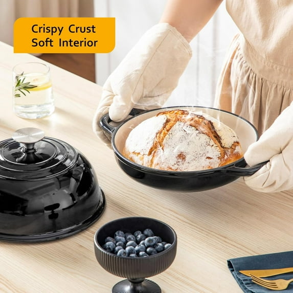 Enameled Cast Iron Dutch Oven for Bread Baking,5 QT Round Bread Oven ...
