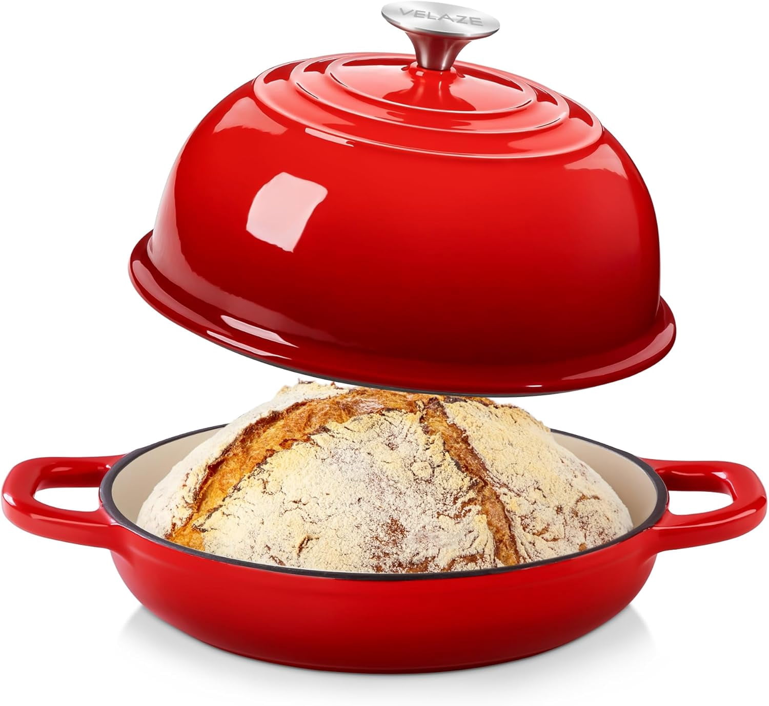 Enameled Cast Iron Dutch Oven for Bread Baking 5 QT Round Bread Oven ...