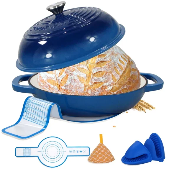 Enameled Cast Iron Dutch Oven with Lid – 6-Quart Bread Oven & Sourdough ...