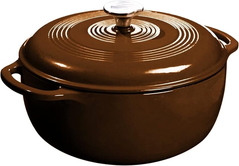 Enameled Cast Iron Dutch Oven with Lid – Dual Handles – on Stovetop ...
