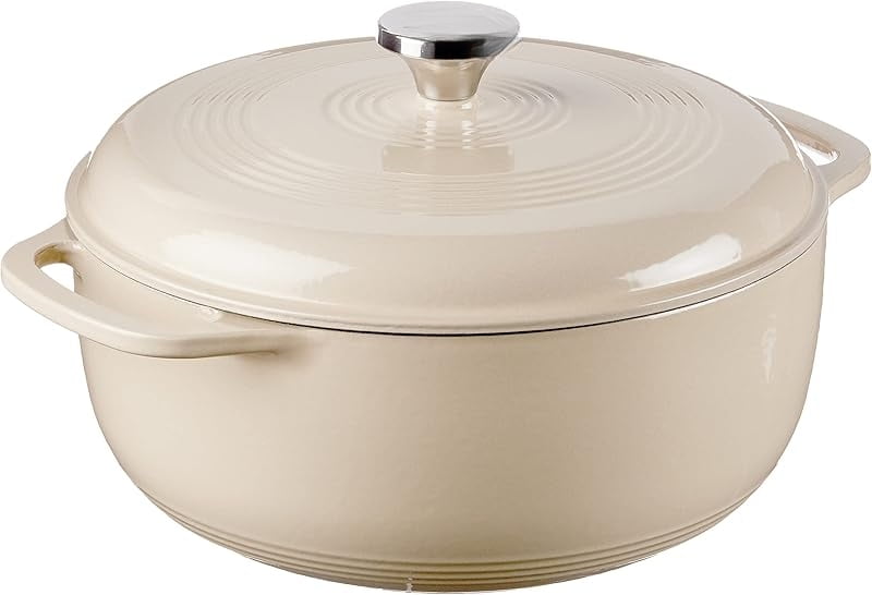 Enameled Cast Iron Dutch Oven with Lid – Dual Handles – on Stovetop ...