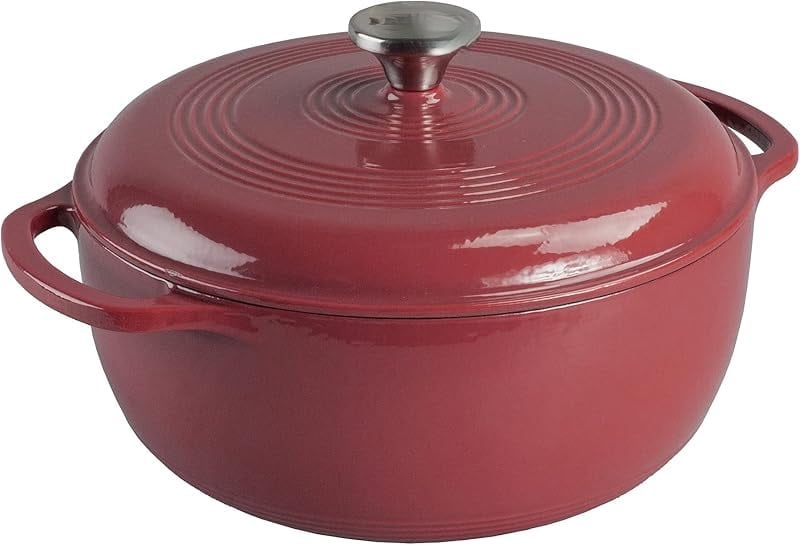 Enameled Cast Iron Dutch Oven with Lid – Dual Handles – on Stovetop ...