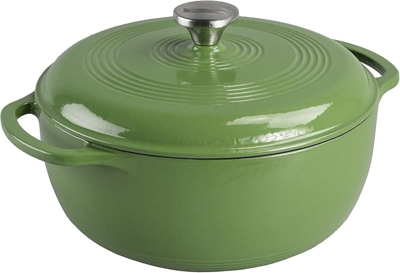 Enameled Cast Iron Dutch Oven with Lid – Dual Handles – on Stovetop ...
