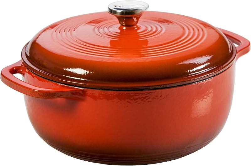 Enameled Cast Iron Dutch Oven with Lid – Dual Handles – on Stovetop ...