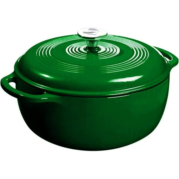 Enameled Cast Iron Dutch Oven with Lid – Dual Handles – on Stovetop ...